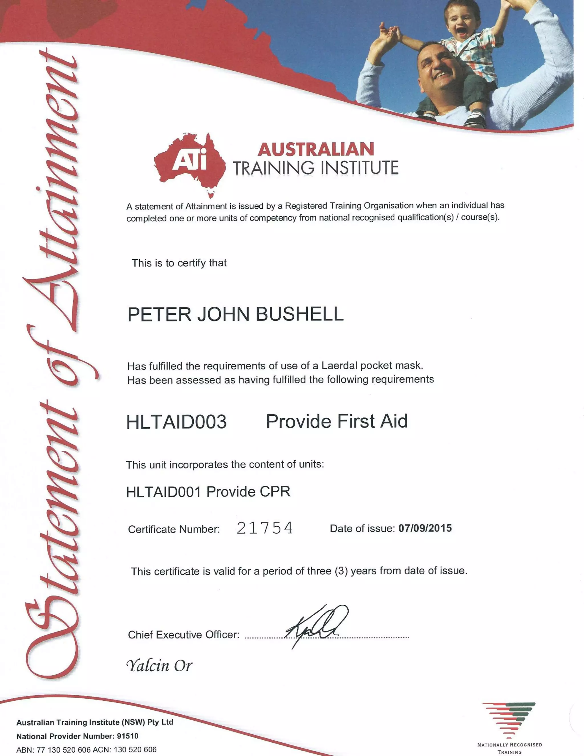 First Aid Certificate 2015 | PDF