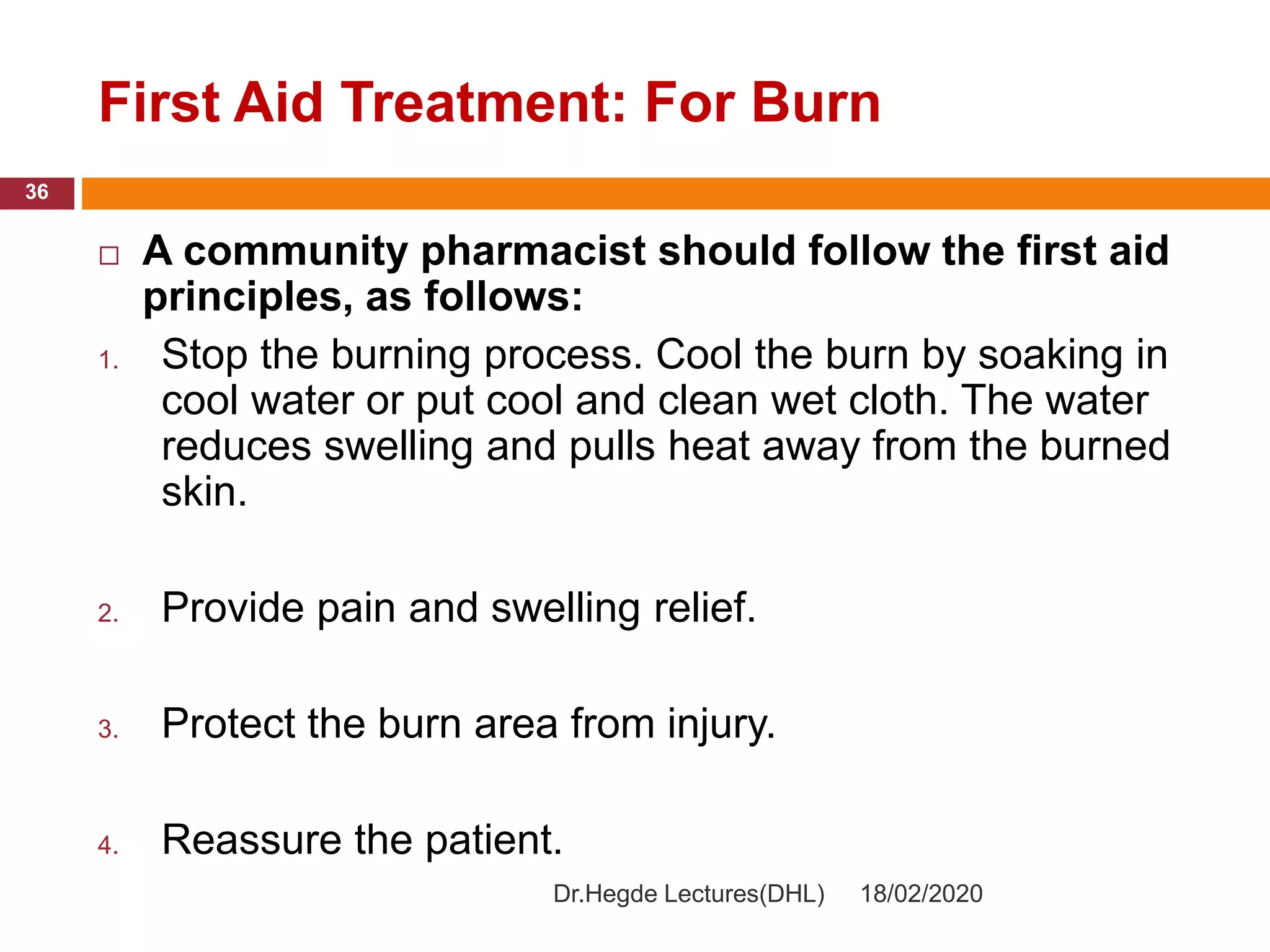 " First Aid " Community Pharmacy Practice | PPTX