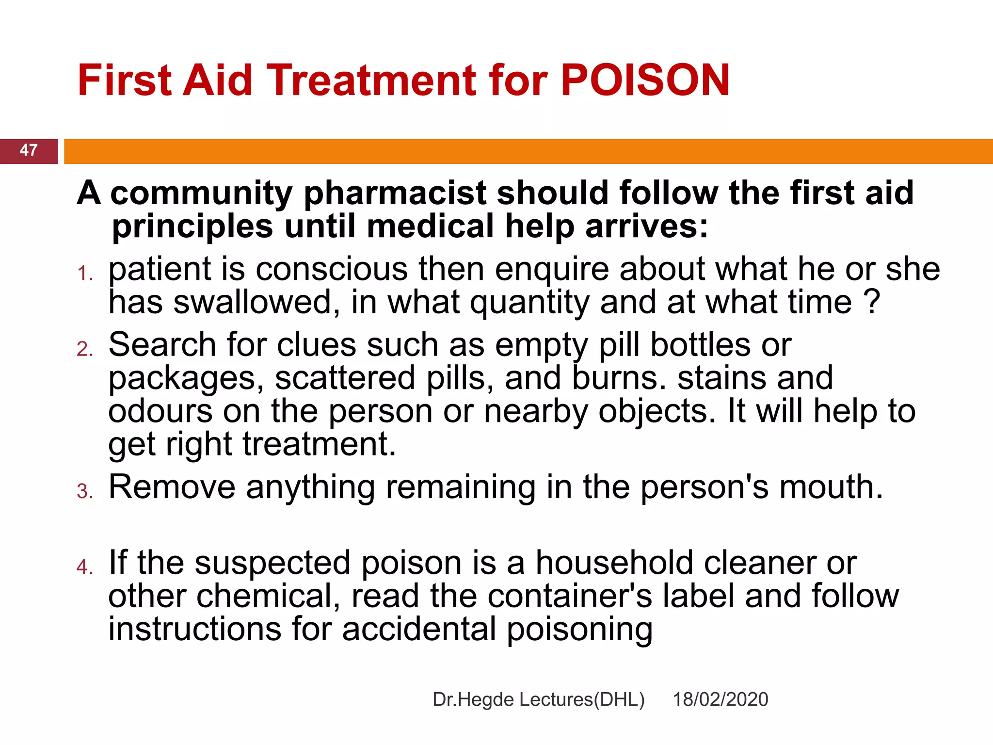" First Aid " Community Pharmacy Practice | PPTX
