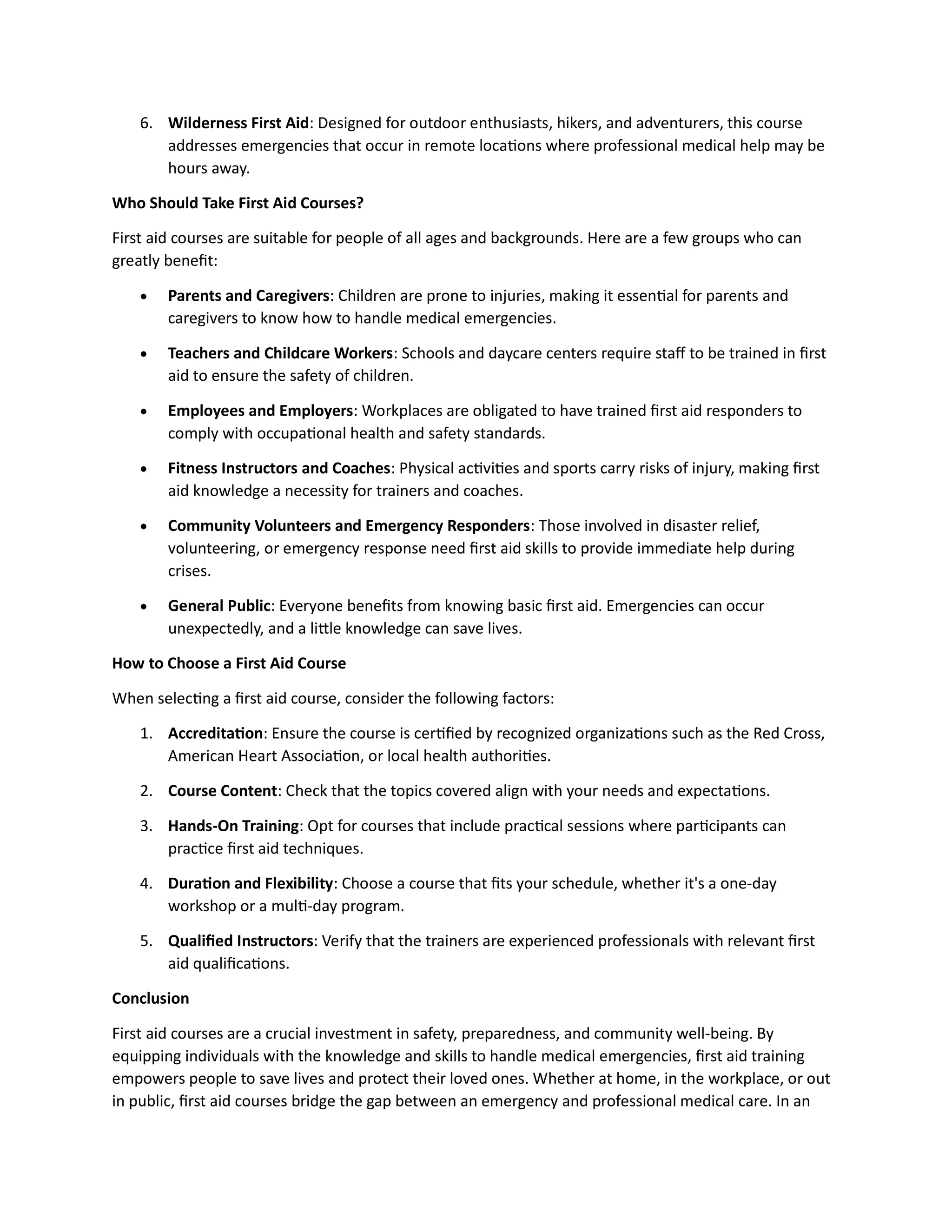 First Aid Courses: The Gateway to Safety, Preparedness, and Lifesaving Skills | PDF