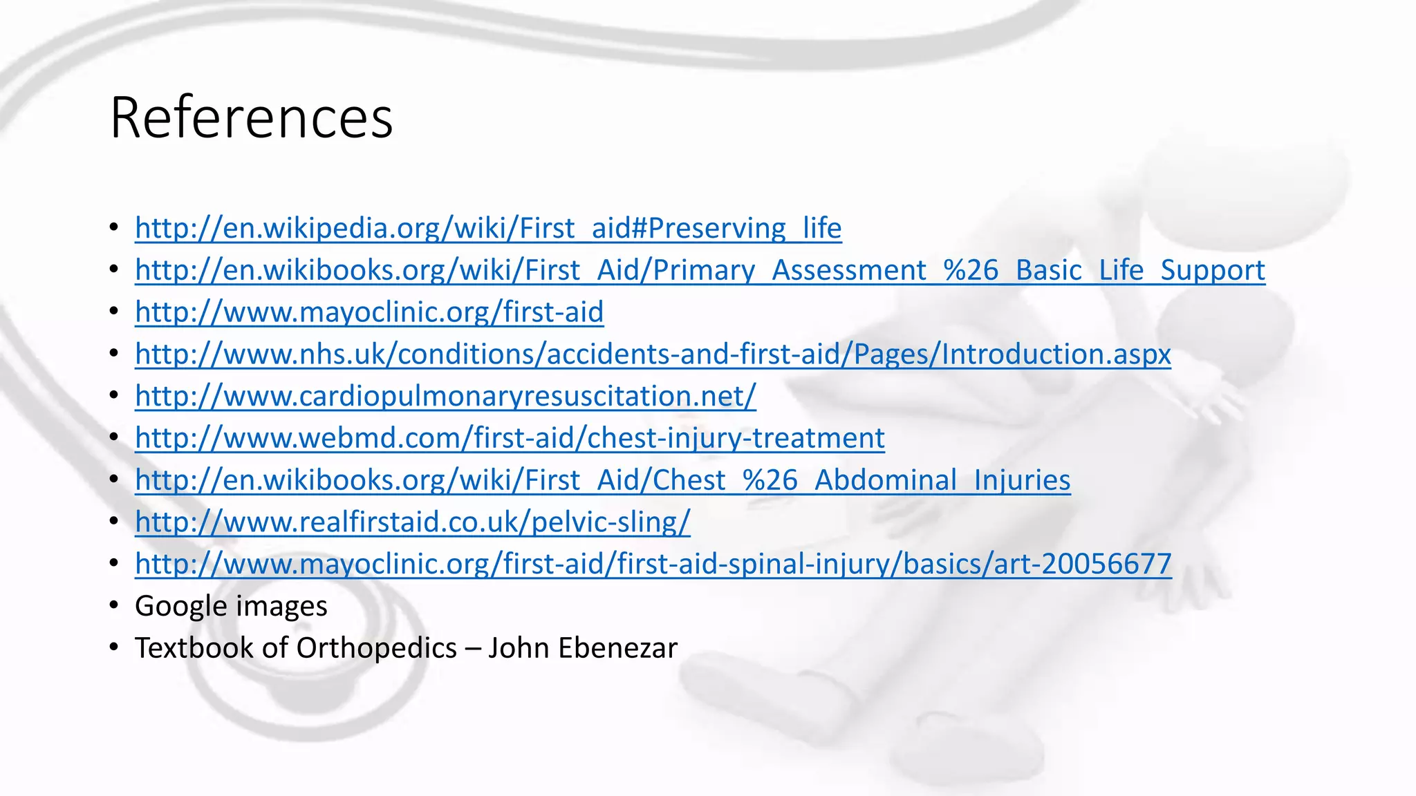 First aid & emergency care of the injured | PPTX