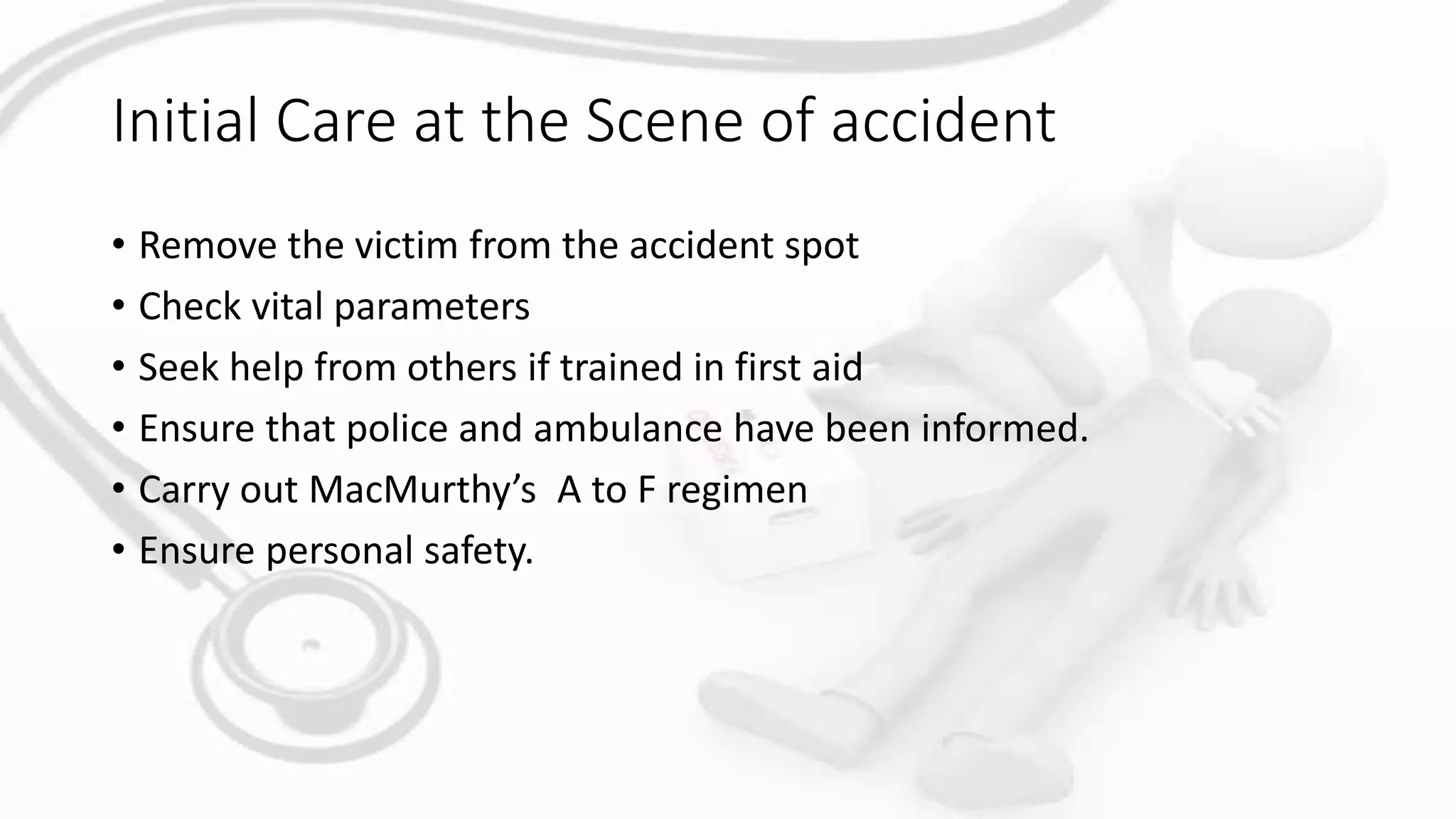 First aid & emergency care of the injured | PPTX