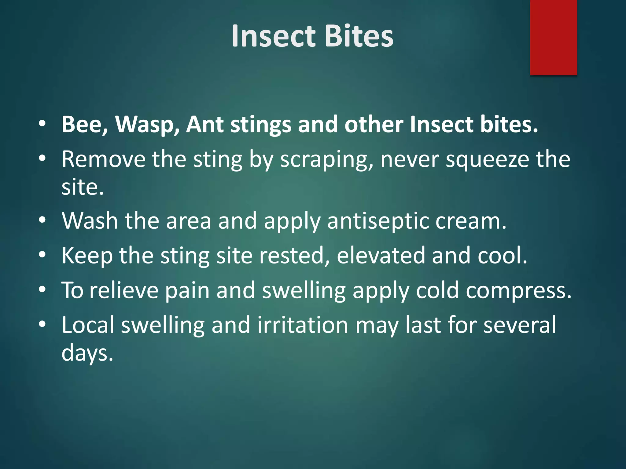 FIRST AID EMERGENCY IN DIFFERENT BITES AND STINGS.pptx