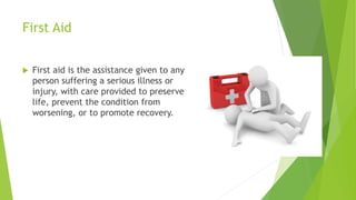 First aid( equipments and treatment) | PPTX