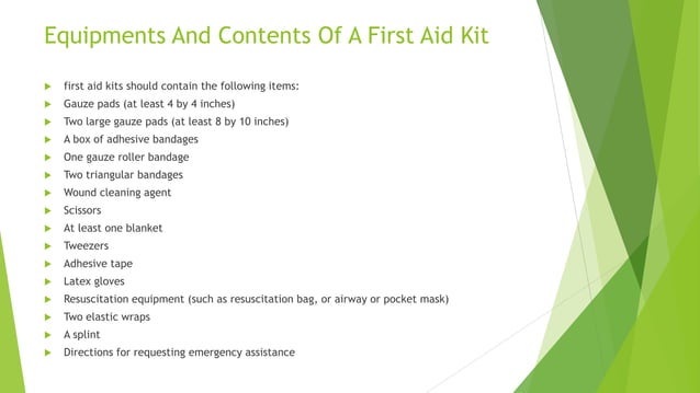 First aid( equipments and treatment) | PPTX
