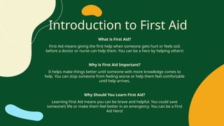 First Aid for Kids Basics of AID Safety, Wounds & Burns | PPTX