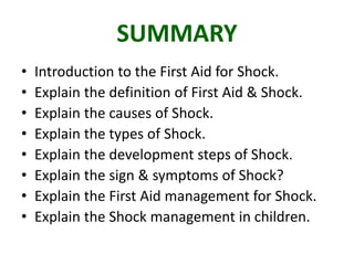 First aid for shock | PPTX
