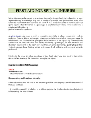 First Aid For Spinal Injuries - WHS First Aid Kits | PDF