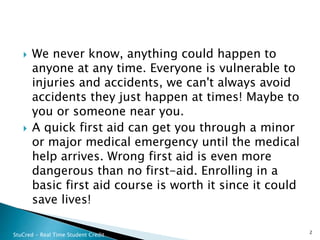 First Aid Guide For College Students | PPT