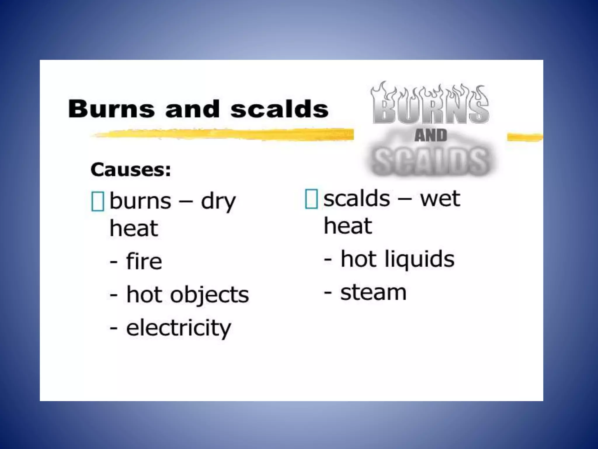First aid in burns and scalds | PPTX