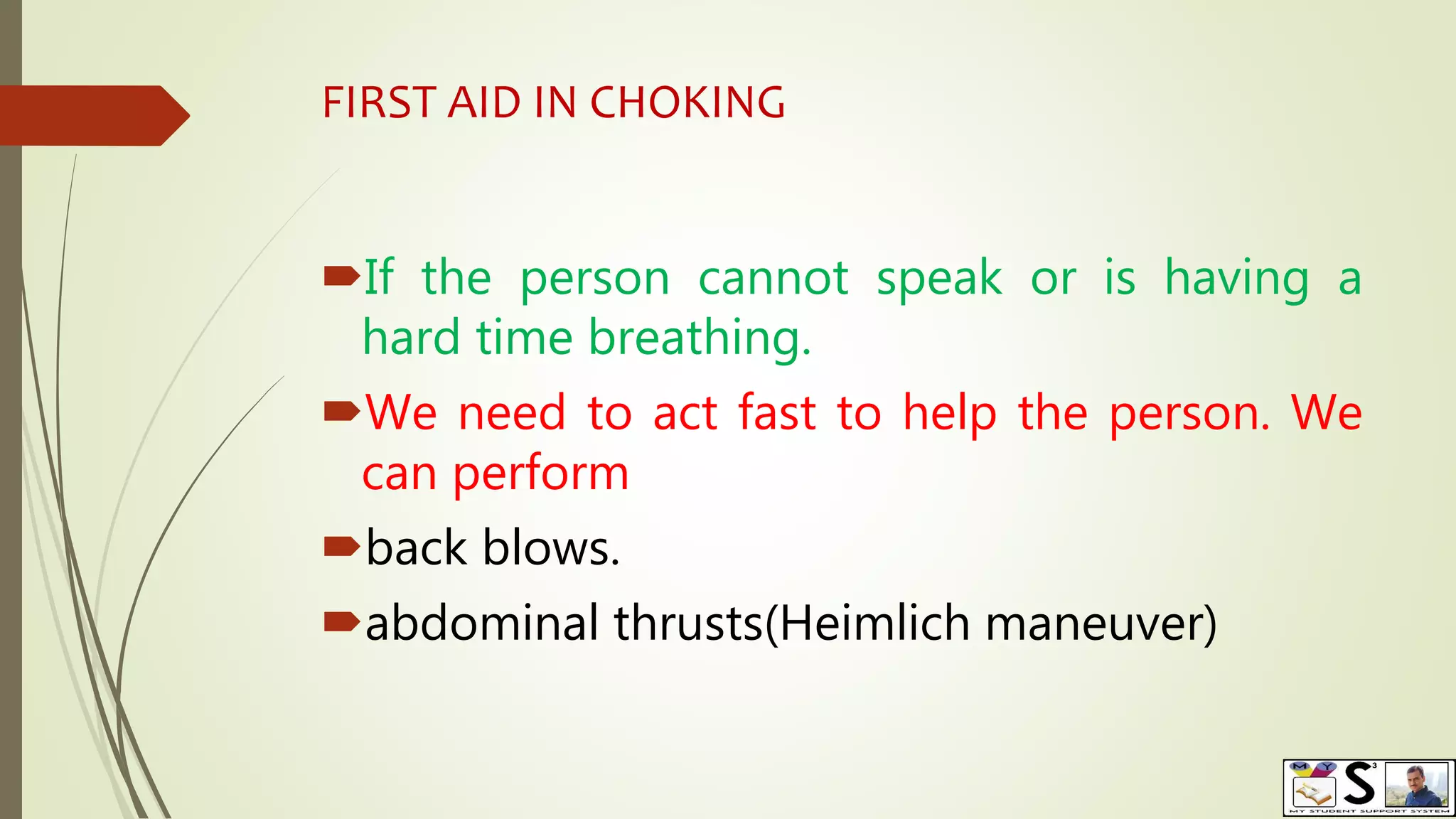 First aid in chocking in ENGLISH | PPTX