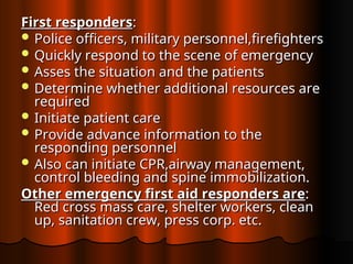 FIRST AID IN DISASTER MANAGEMENT POWERPOINT | PPT