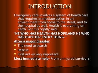 FIRST AID IN DISASTER MANAGEMENT POWERPOINT | PPT