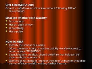 FIRST AID IN DISASTER MANAGEMENT POWERPOINT | PPT