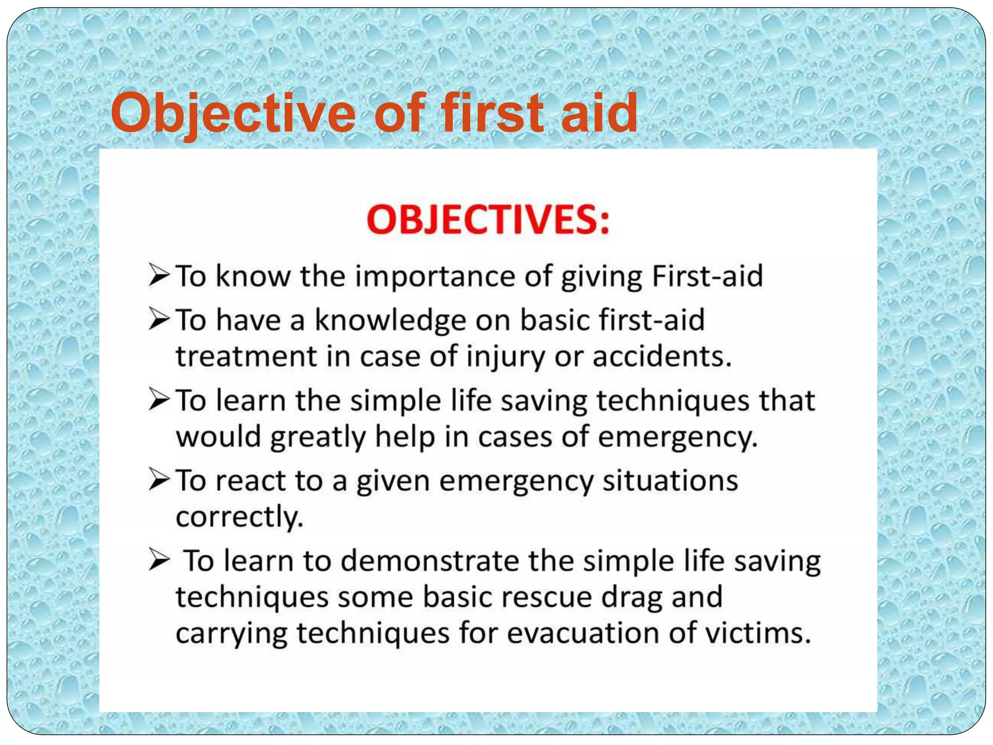 First Aid in emergency pptx | PPTX
