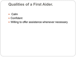 First Aid in emergency pptx | PPT