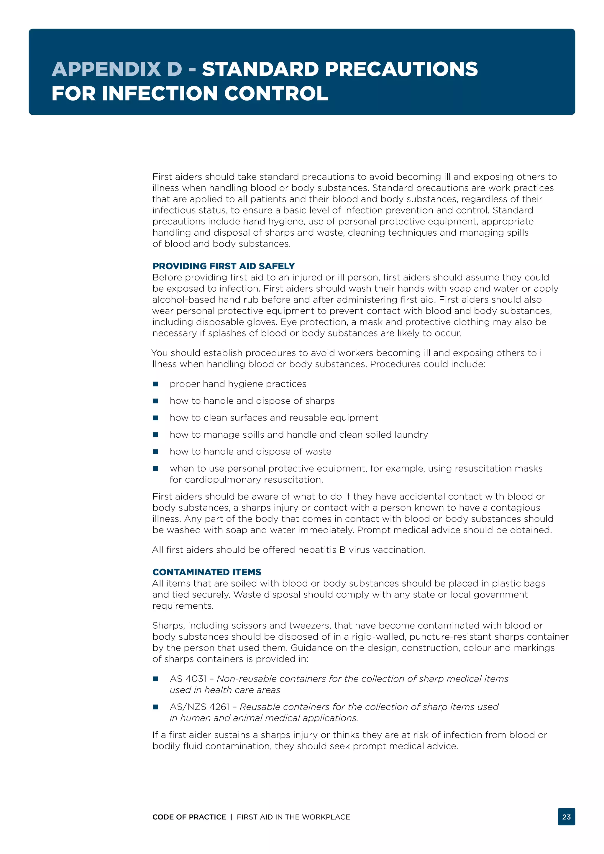 First Aid in the Workplace Code of Practice | PDF