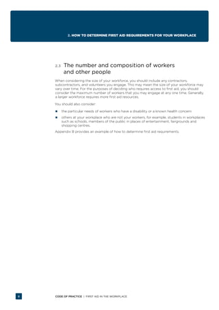 First Aid in the Workplace Code of Practice | PDF