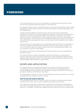 First Aid in the Workplace Code of Practice | PDF