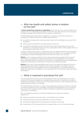 First Aid in the Workplace Code of Practice | PDF
