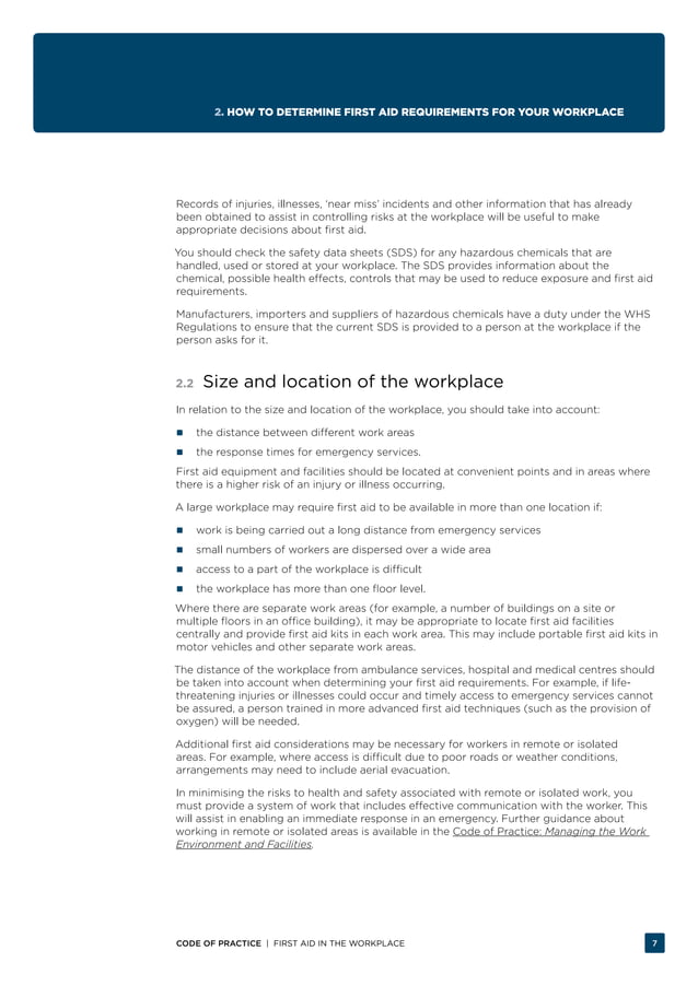 First Aid in the Workplace Code of Practice | PDF