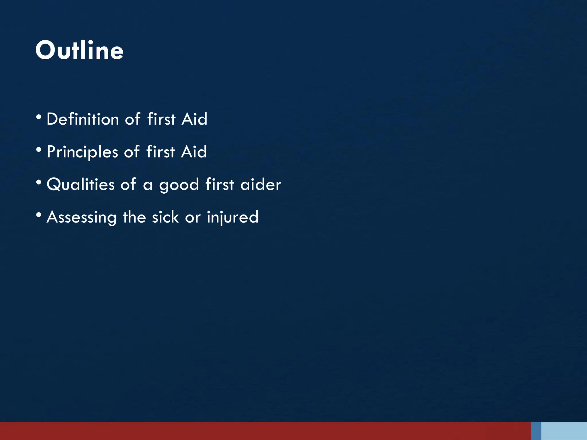 FIRST AID INTRODUCTION is well equiped pptx | PPTX