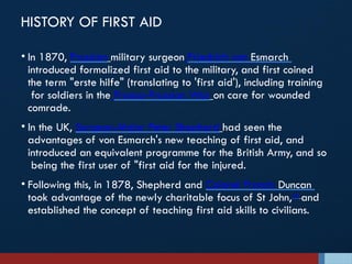 FIRST AID INTRODUCTION is well equiped pptx | PPTX