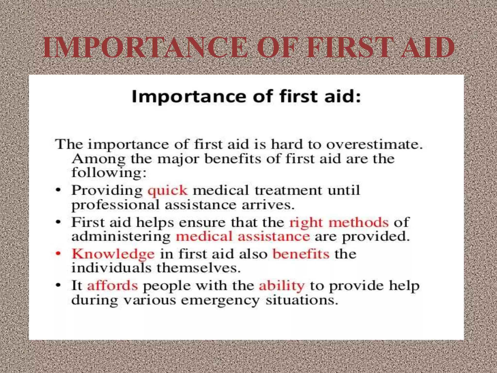 First aid introduction and emergency | PPTX