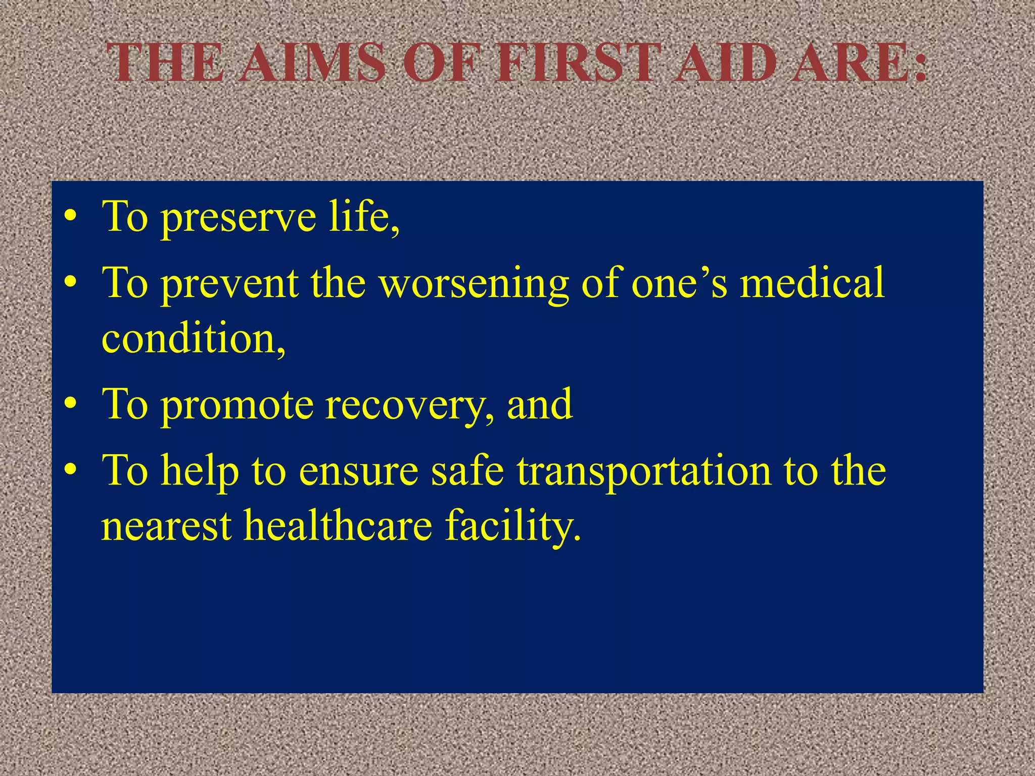 First aid introduction and emergency | PPTX