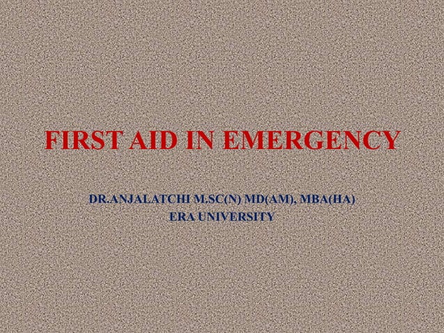 First aid introduction and emergency | PPTX | First Aid | Injuries