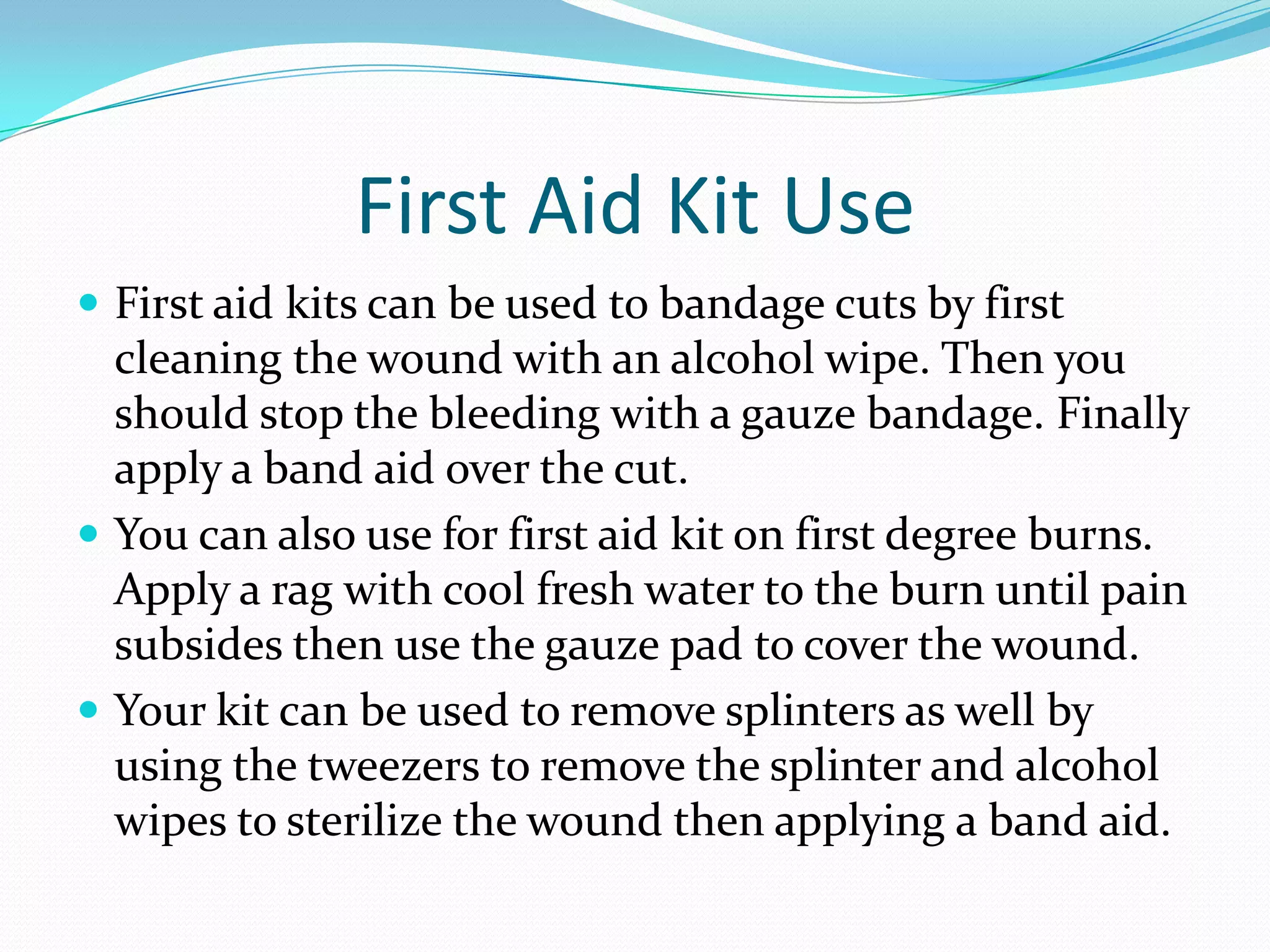 First aid kit assignment | PPT