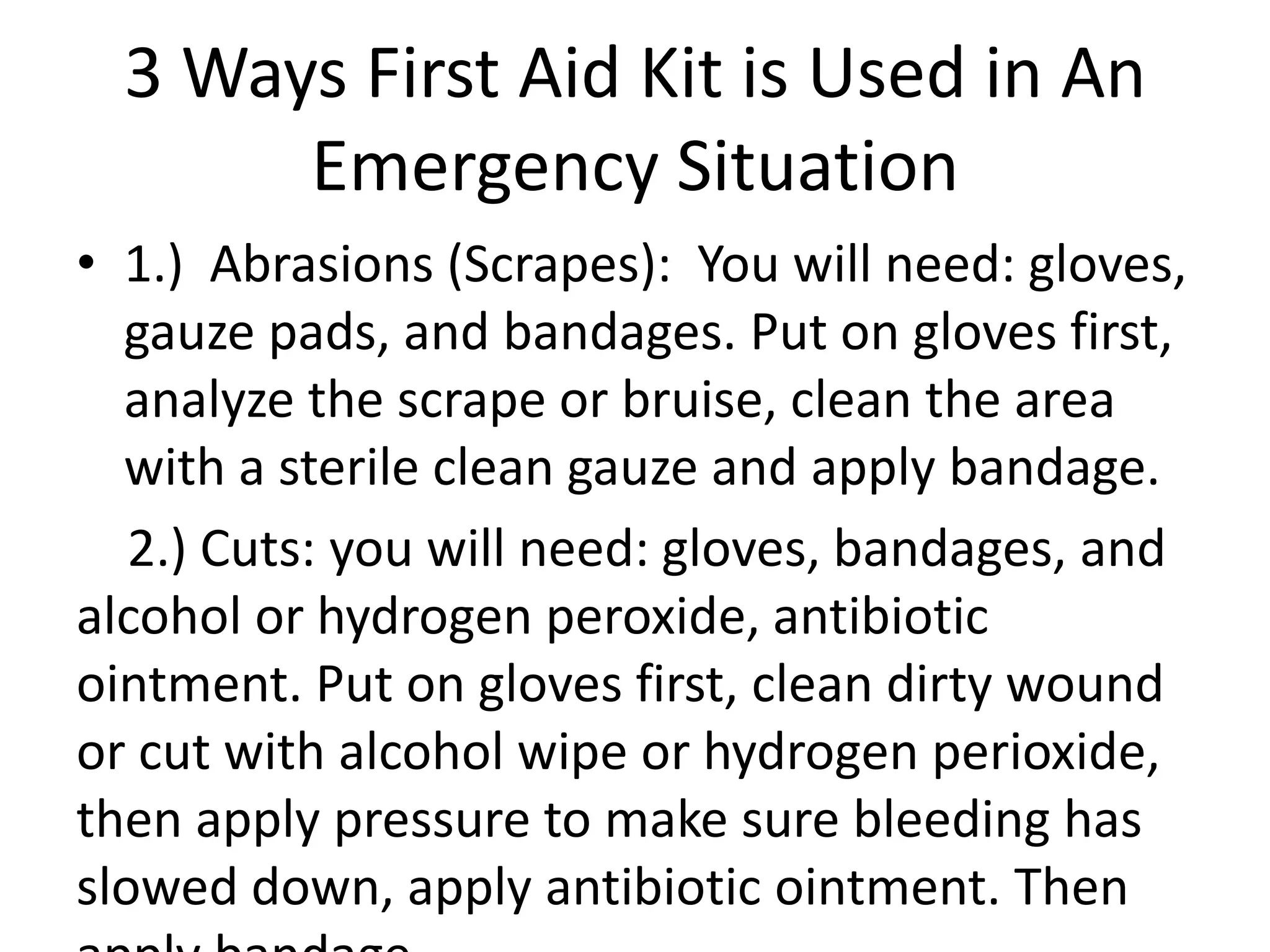 First aid kit presentation 2013(1) | PPTX | First Aid | Injuries