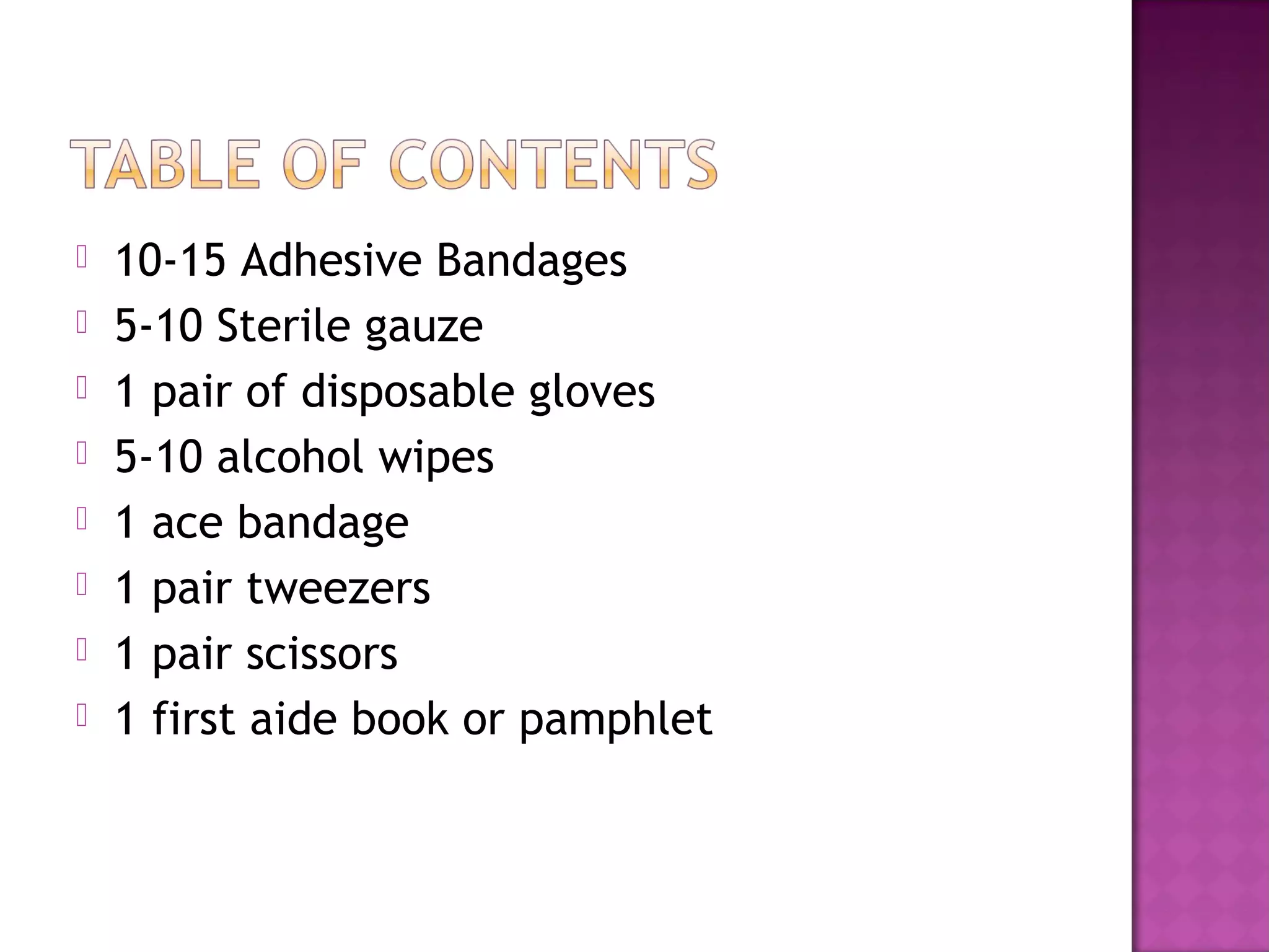 First aid kit slideshare | PPT