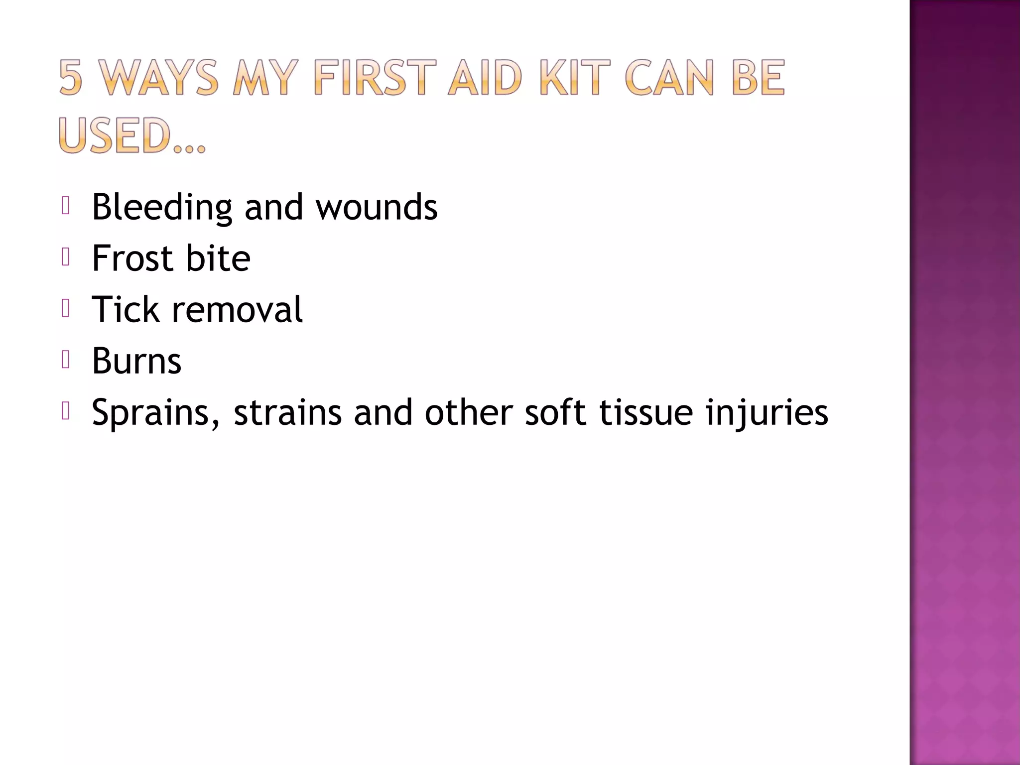 First aid kit slideshare | PPT