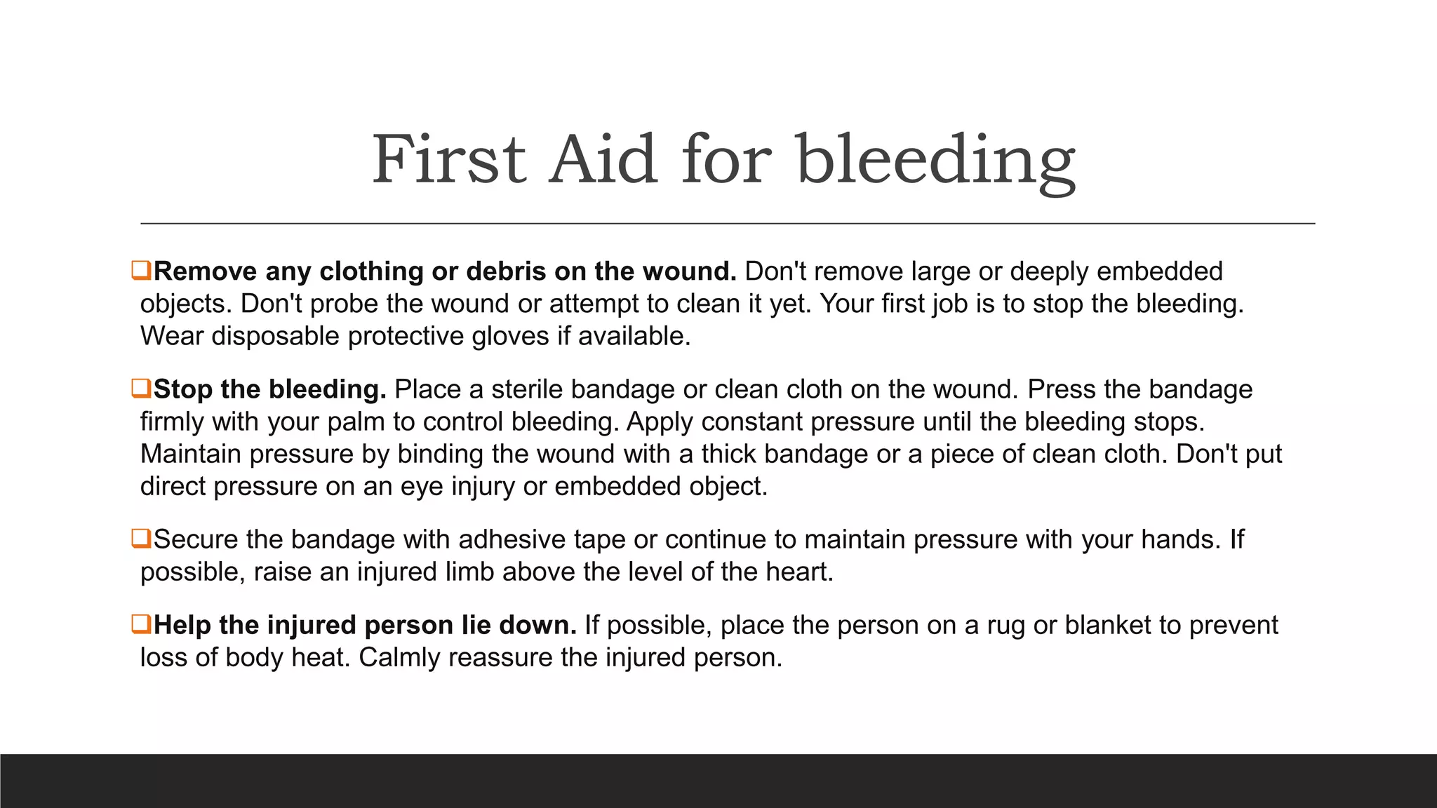 First aid for burns, fractures, wounds, frostbites, solar, heat, sun ...