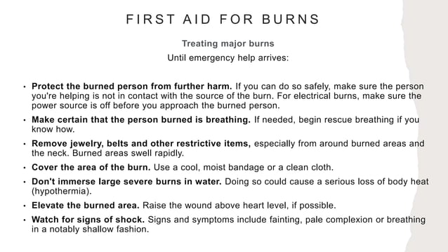 First aid for burns, fractures, wounds, frostbites, solar, heat, sun ...