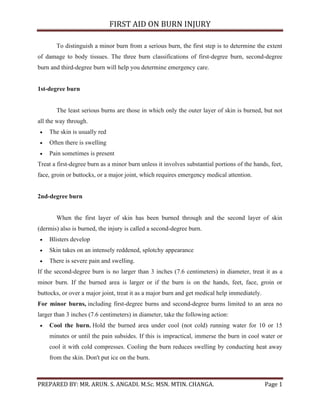 First aid mx on burn injury | PDF