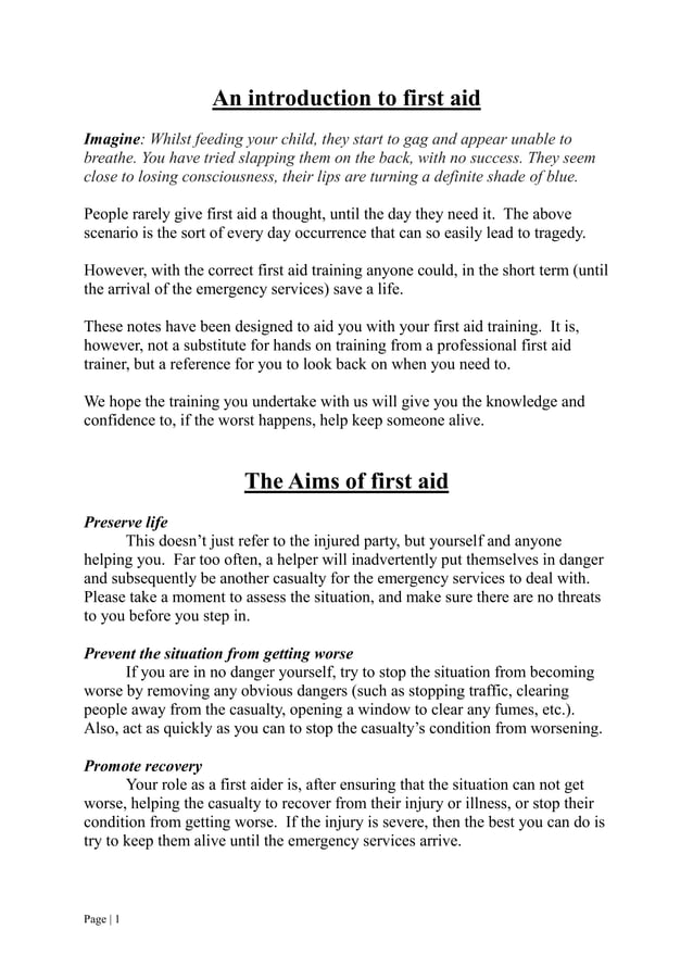 first_aid_notes_2019.pdf | First Aid | Injuries