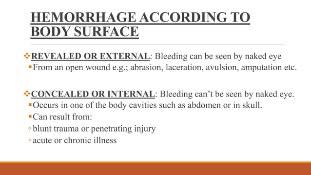 FIRST AID oF Hemmorhage: preparing for the immediate care | PPT