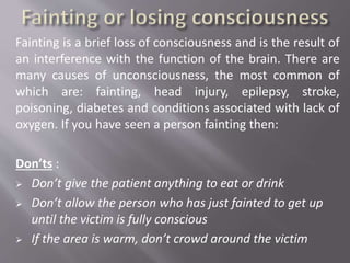 First Aid For Fainting Or Losing Consciousness