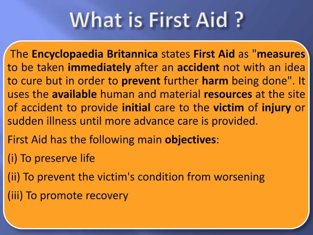 First aid ppt | PPTX | First Aid | Injuries