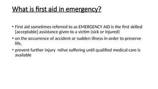 First Aid ppt for health G9 2022 Fapinfdlj | PPT