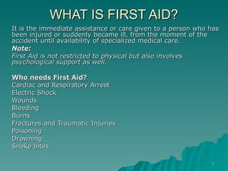BASIC FIRST AID AND EMERGENCIES MANAGEMENT | PPT