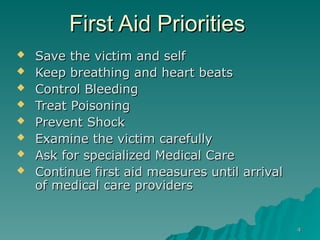 BASIC FIRST AID AND EMERGENCIES MANAGEMENT | PPT