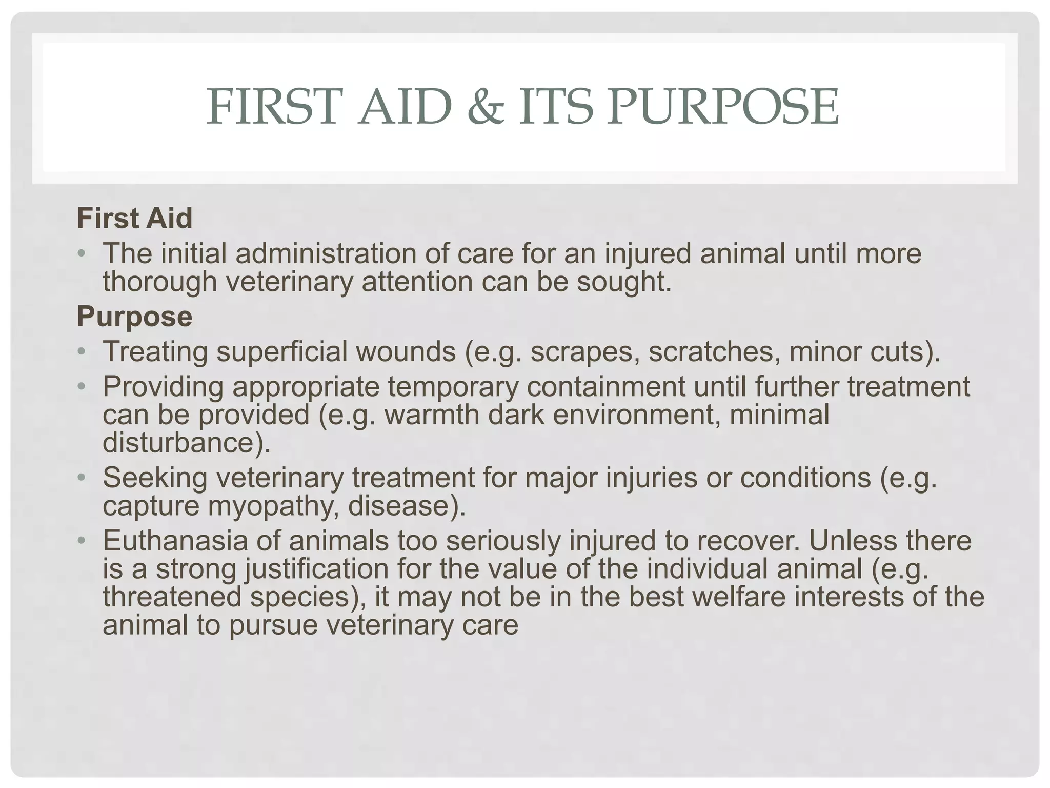 First aid procedures for animals | PPTX