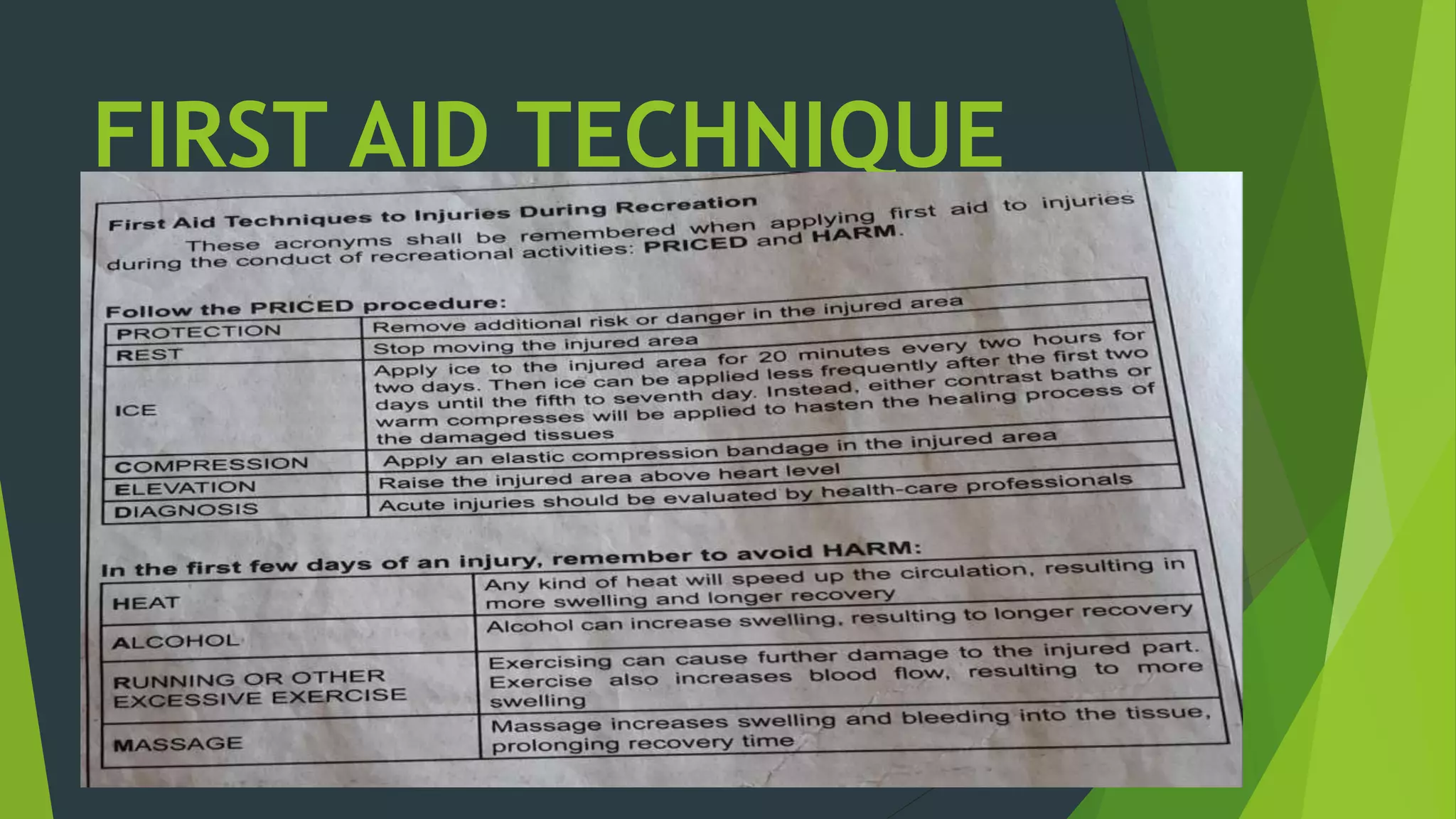 First aid technique demo teaching cot 3 | PPTX