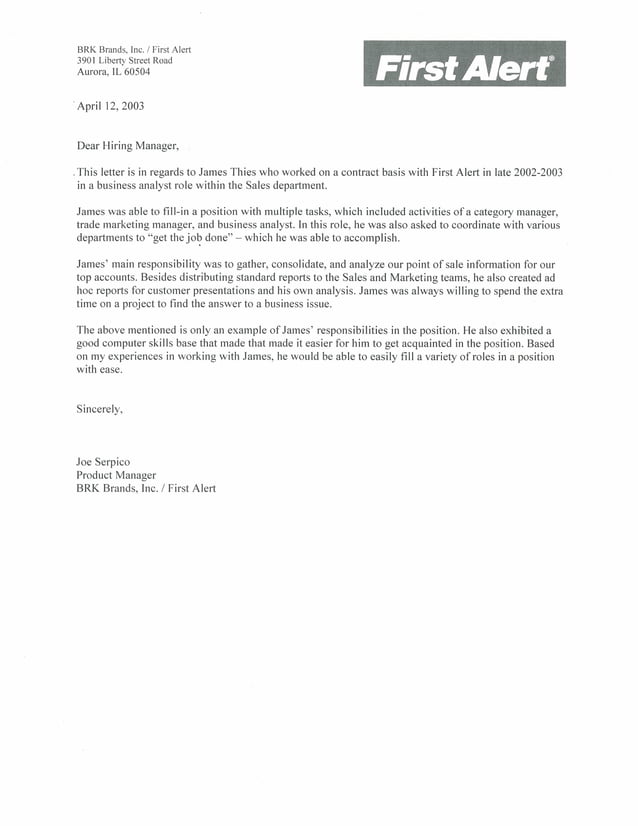 First Alert Recommendation Letter | PDF