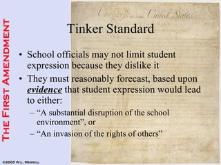 First Amendment in Schools | PPT | Law