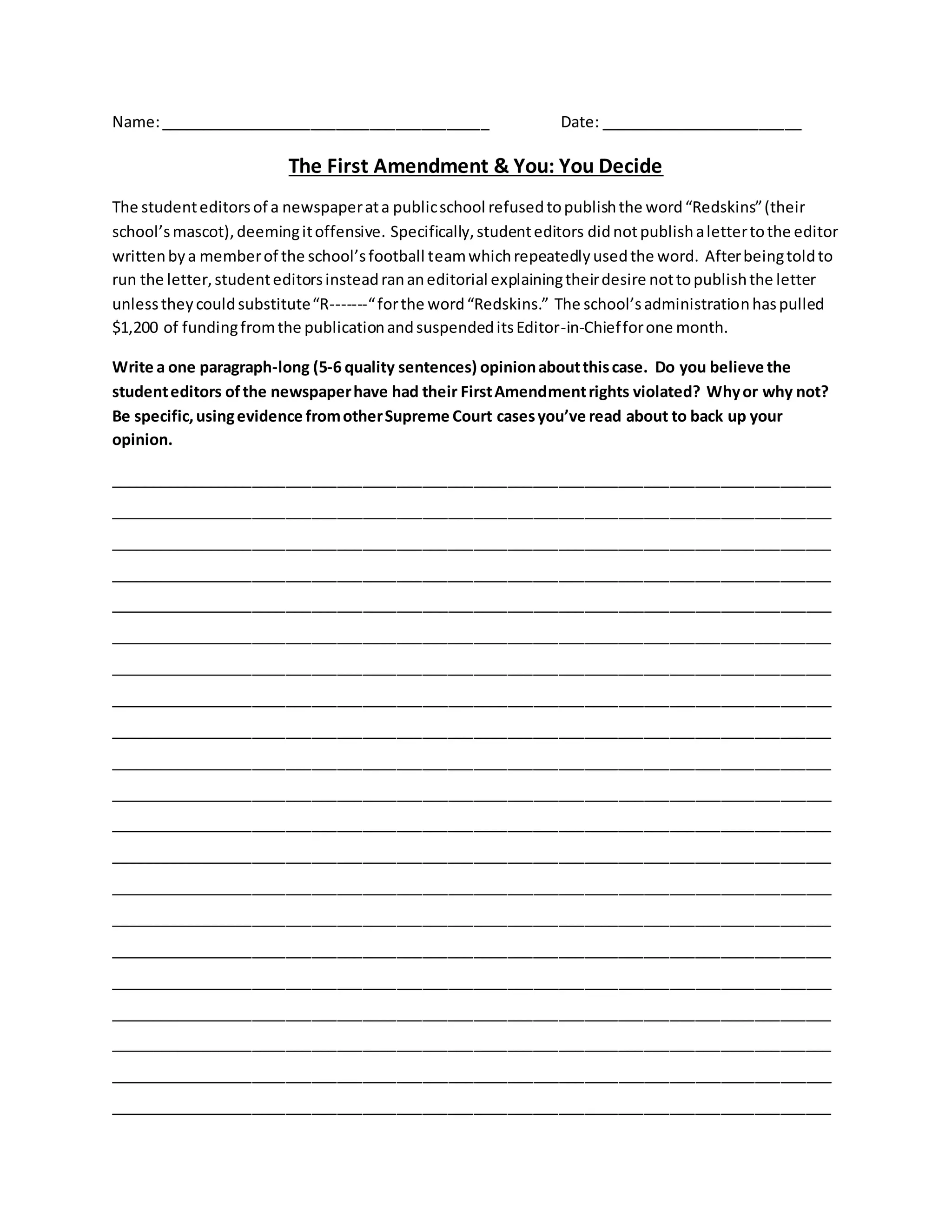 First amendment and you ripped from the headlines | DOCX