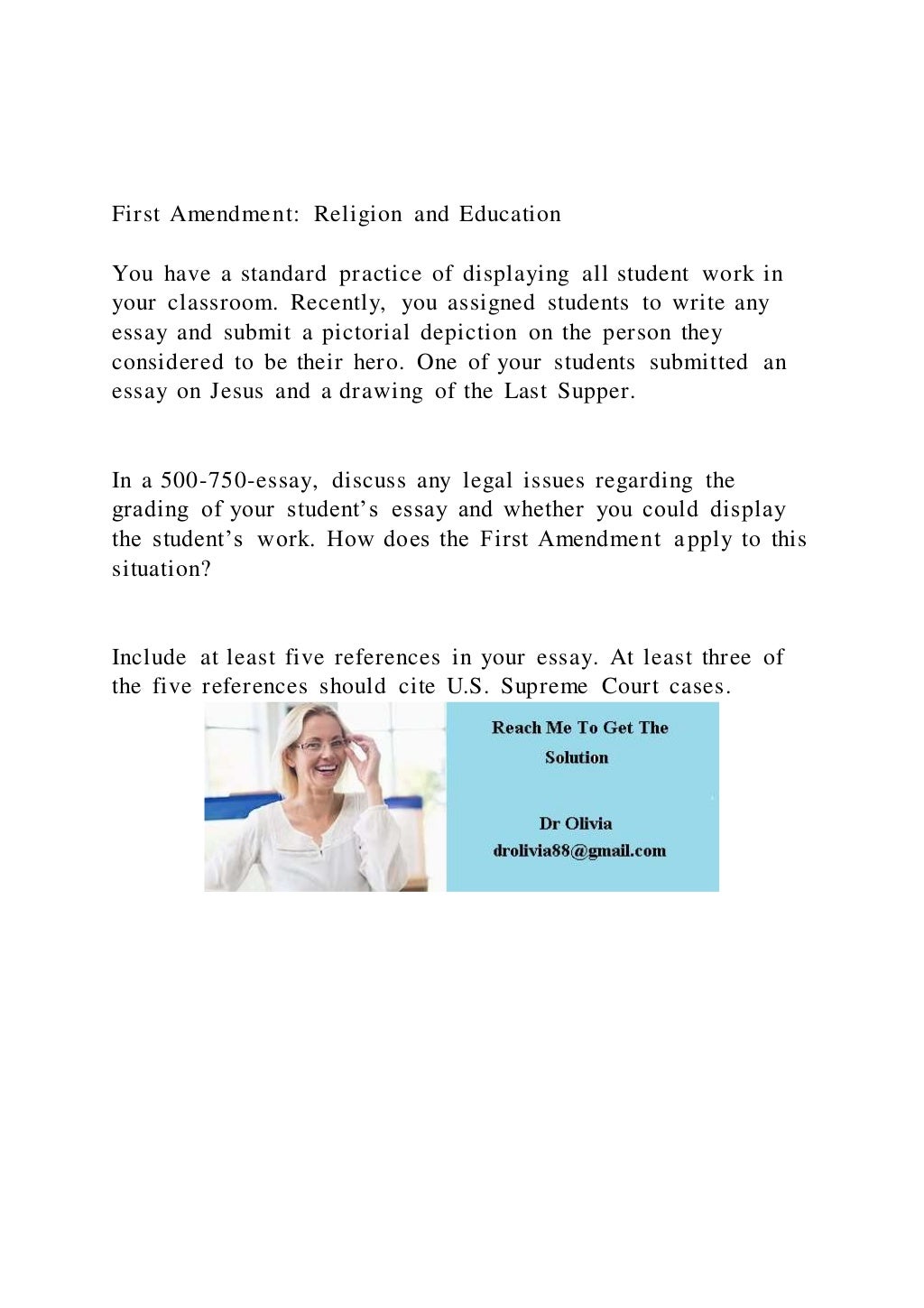 First Amendment Religion and EducationYou have a standard p | PDF